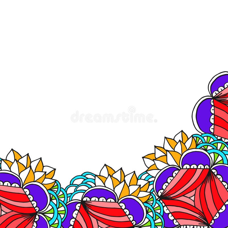 Abstract Painted Border with Large Flowers Zen Art Stock Illustration ...
