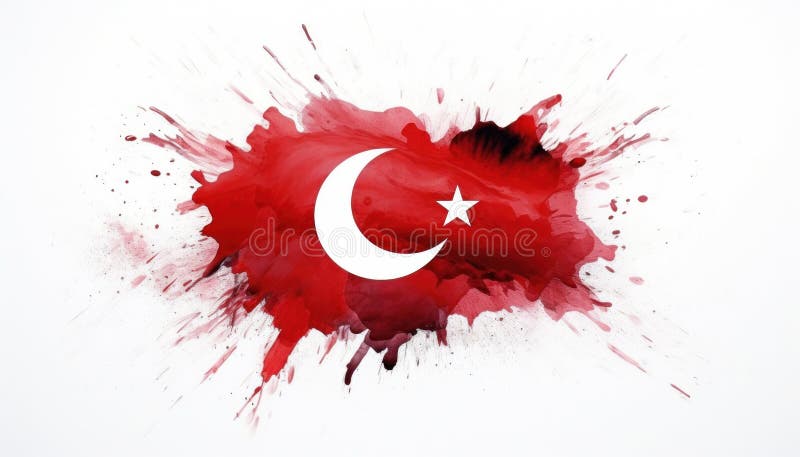 Abstract Painted Flag of Turkey with Paint Splashes. Stock Illustration ...