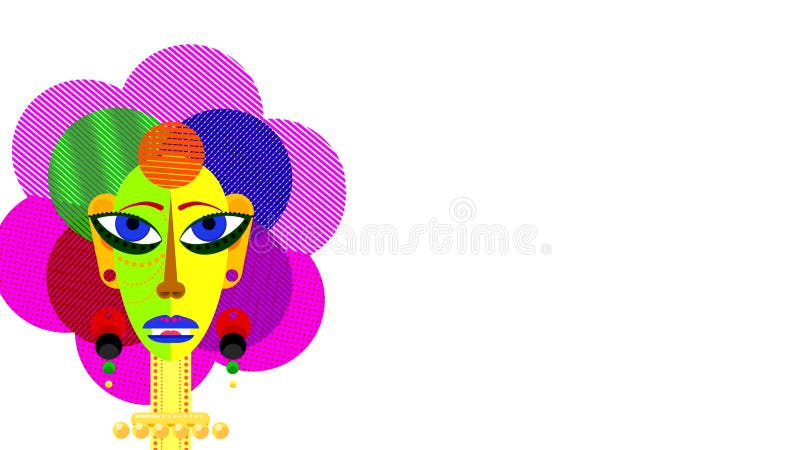 Abstract Painted Girl Head with Multi-colored Face Elements Stock ...
