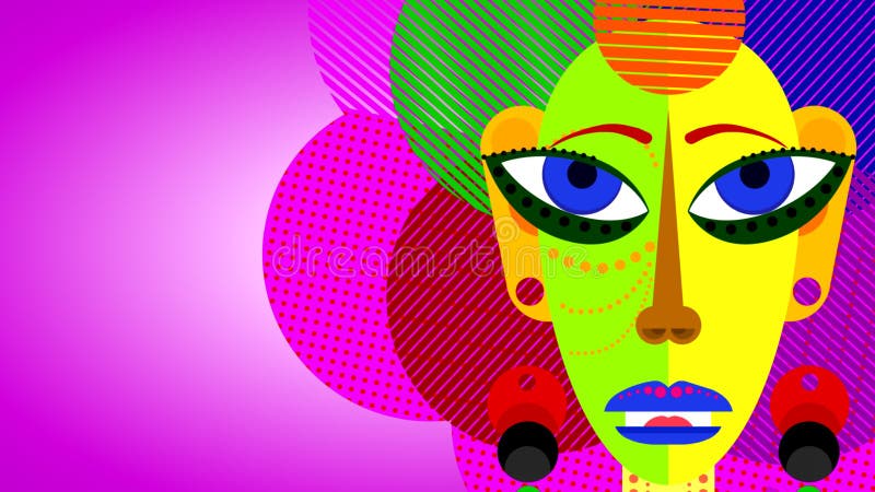Abstract Painted Girl Head with Multi-colored Face Elements Stock ...