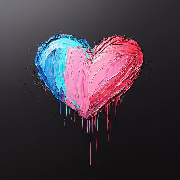 Abstract Painted Heart Dripping Stock Illustration - Illustration of ...