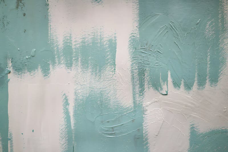 Abstract Painted Wall with White and Turquoise Patterns, Modern Art ...