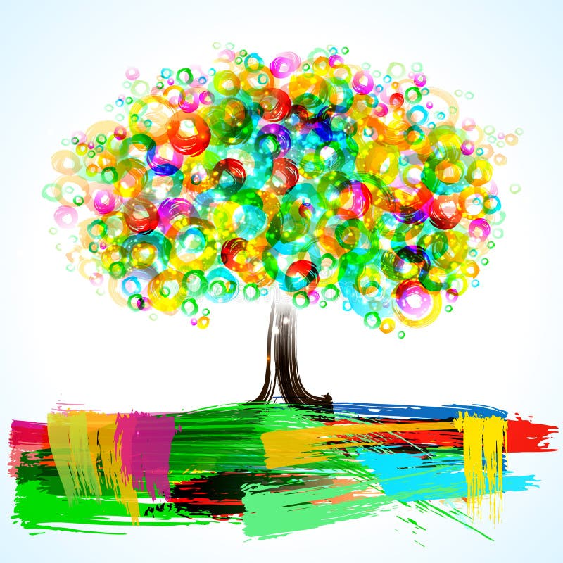 Abstract colorful tree. stock vector. Illustration of copy - 15286768