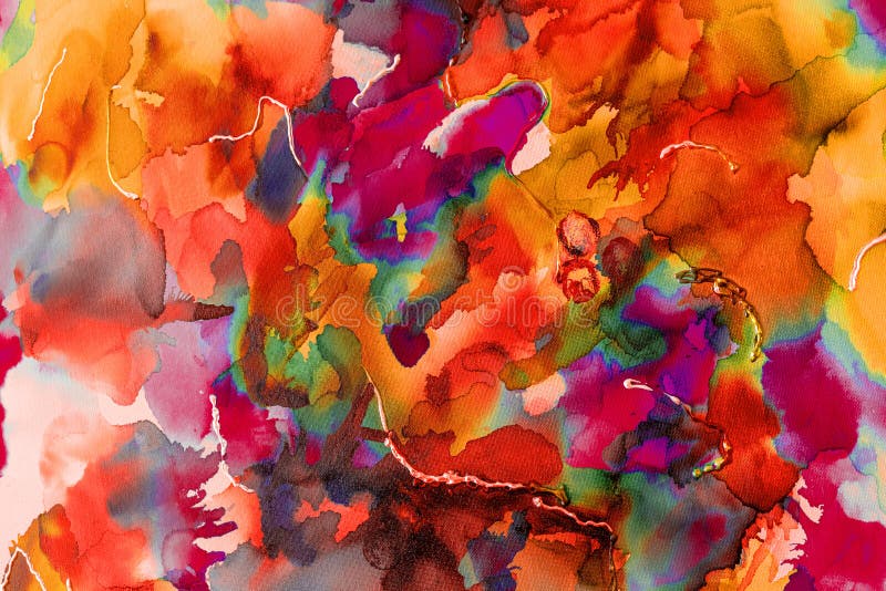 Abstract Painting in Acrylic - Red and Orange Clouds in Deep Crimson ...