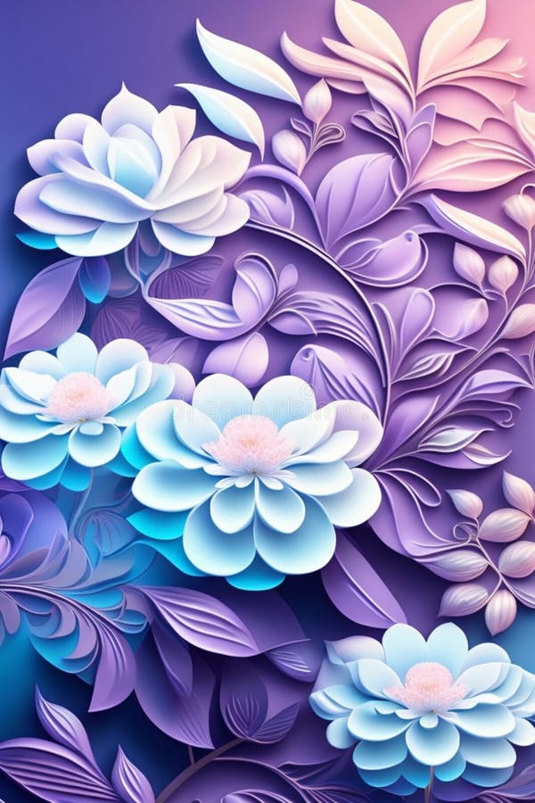 Abstract Painting of Beautiful Blue Flowers Forming a Seamless Pattern ...