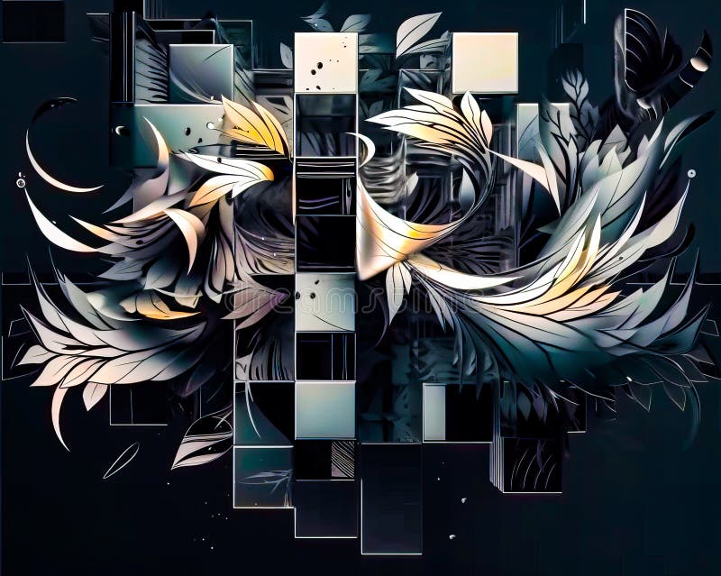 An Abstract Painting of Bird with Feathers. Generative AI Stock ...