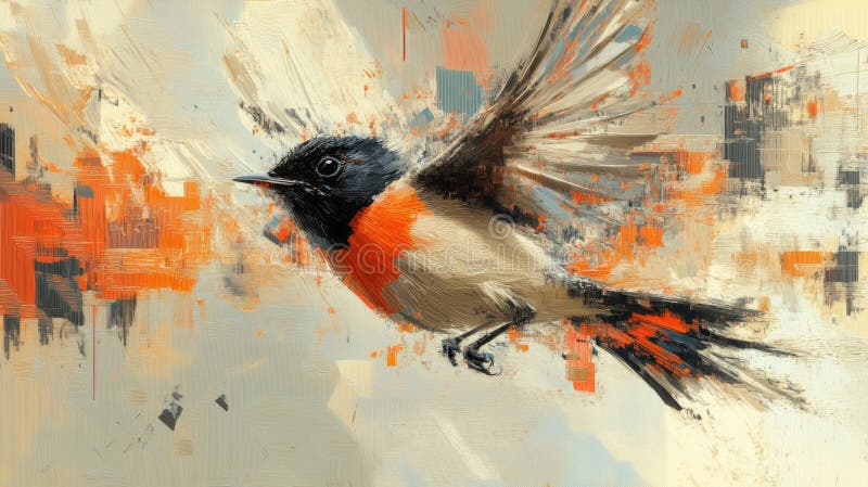 Abstract Painting of a Bird in Flight Stock Illustration - Illustration ...