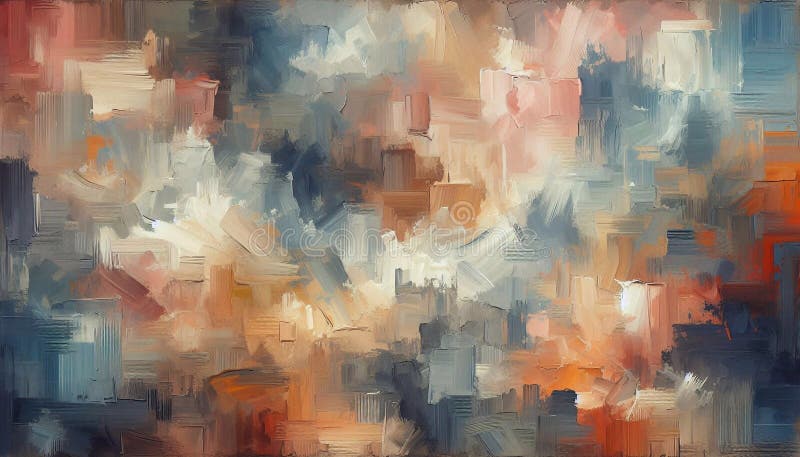 An Abstract Painting with a Blend of Various Brush Strokes in Warm and ...