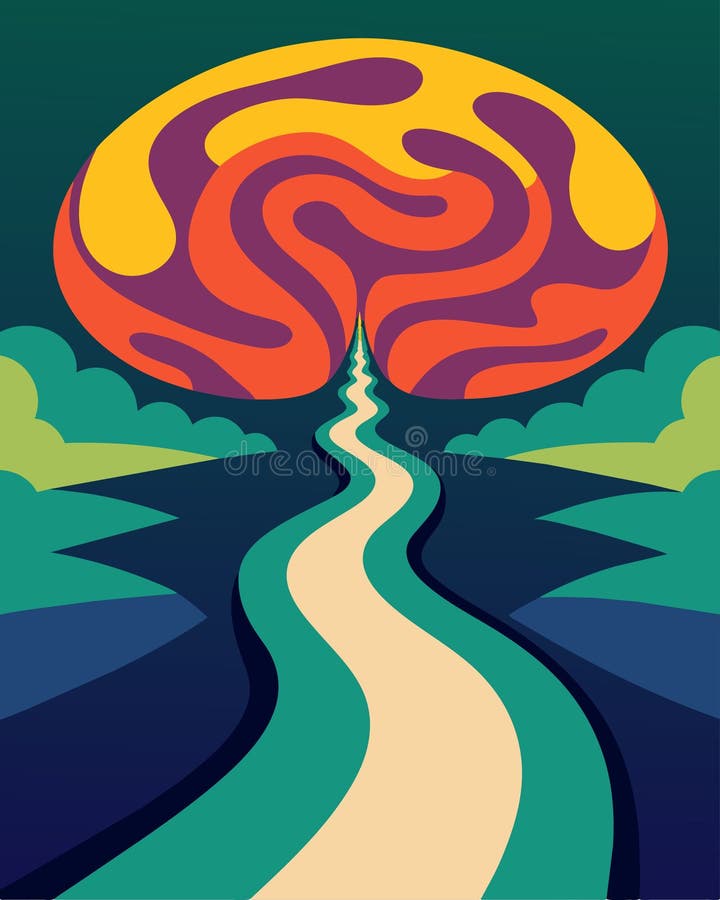 An Abstract Painting of a Brain with Each Pathway Painted in Distorted ...