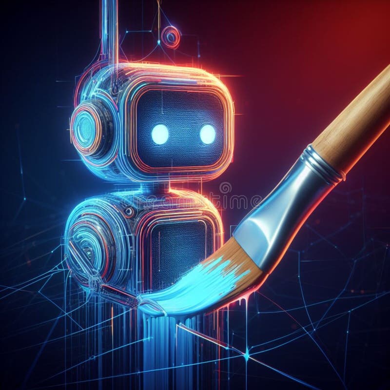 Abstract Painting Brush To Robot Stock Image - Image of fancy, digital ...