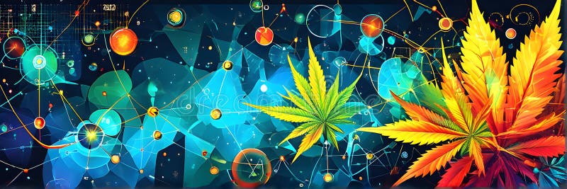 Abstract Painting of Chemical Structure of Thc and Cbd Stock ...