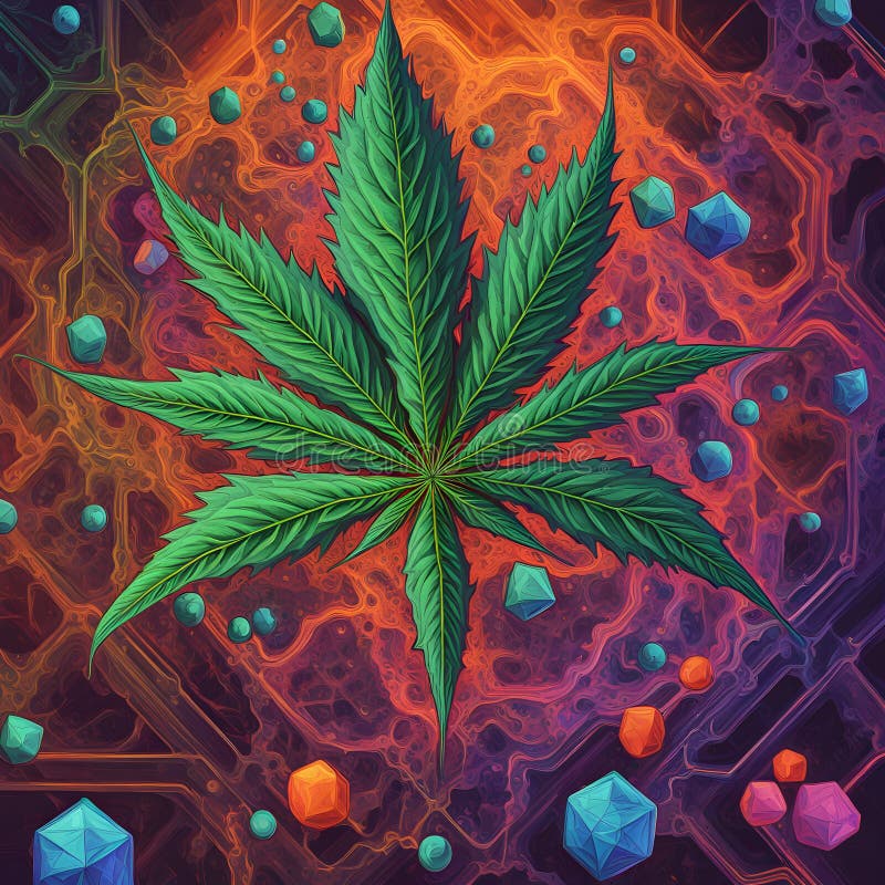 Abstract Painting of Chemical Structure of Thc and Cbd Stock ...