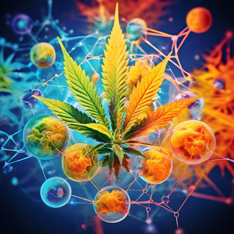 Abstract Painting of Chemical Structure of Thc and Cbd Stock ...