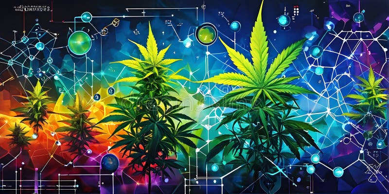 Abstract Painting of Chemical Structure of Thc and Cbd Stock ...