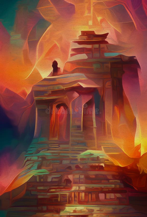 Abstract Painting of a Church Stock Illustration - Illustration of ...