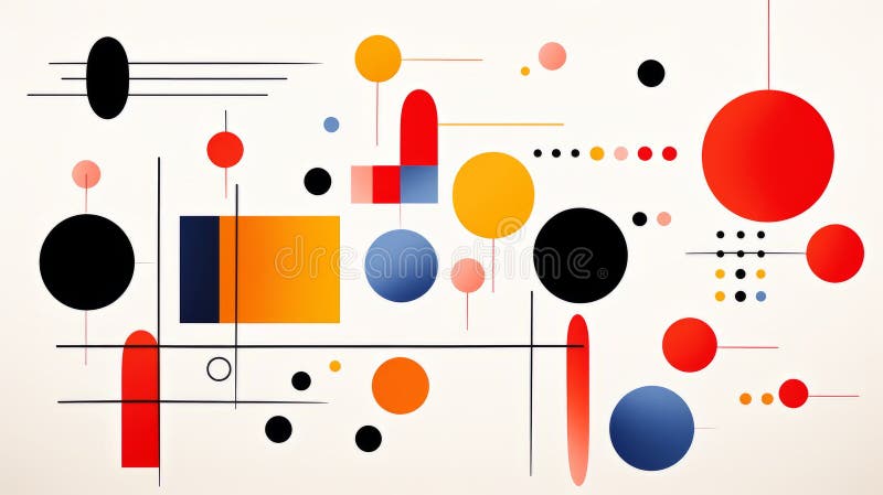 An Abstract Painting with Circles Dots and Lines Stock Illustration ...
