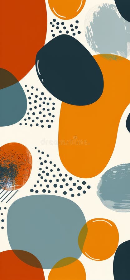 Abstract Painting of Circles and Dots on White Background Stock Image ...