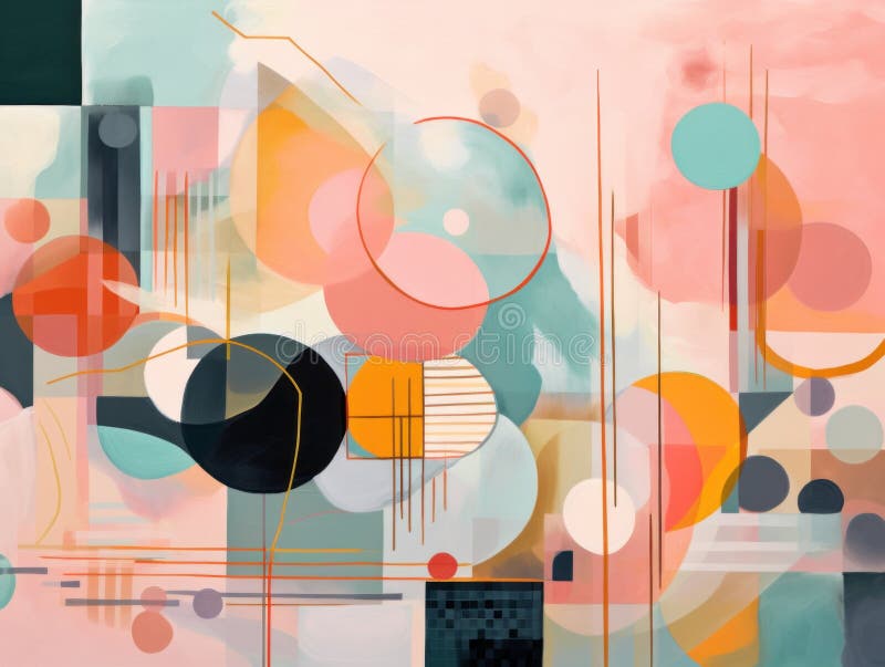 An Abstract Painting with Circles, Lines, and Shapes. Generative AI ...
