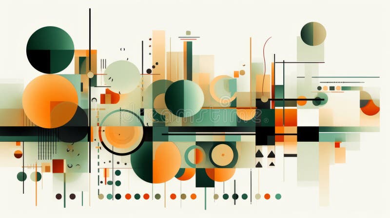An Abstract Painting with Circular and Linear Elements. Generative Ai ...