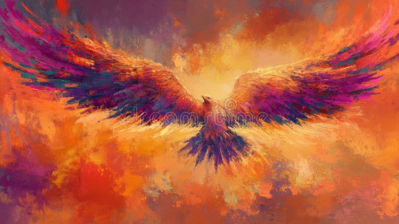 Abstract Painting of a Colorful Bird in Flight Stock Illustration ...