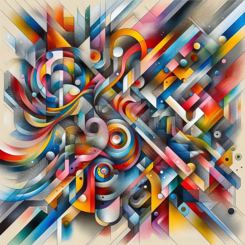 Abstract Painting a Colorful and Dynamic Composition that Exl Stock ...