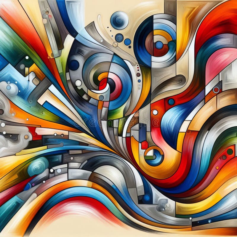 3 1. Abstract Painting_ a Colorful and Dynamic Composition Tha Stock ...