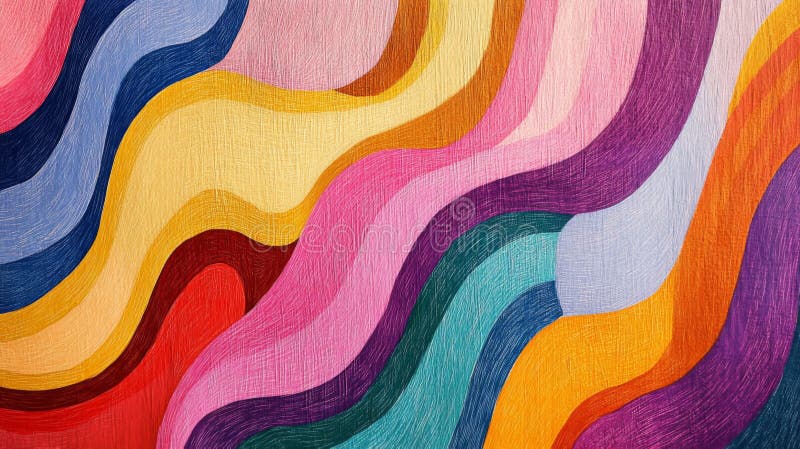 Abstract Painting of Colorful Wavy Lines Stock Illustration ...