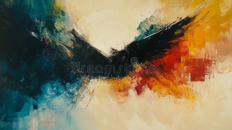 Abstract Painting of a Dark Winged Flight Stock Illustration ...