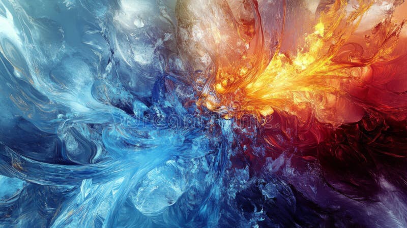 Abstract Painting Depicting the Contrast of Fire and Ice Stock ...