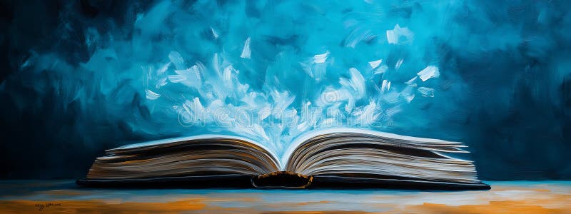 Abstract Painting of an Open Book with Flowing Pages, Symbolizing ...