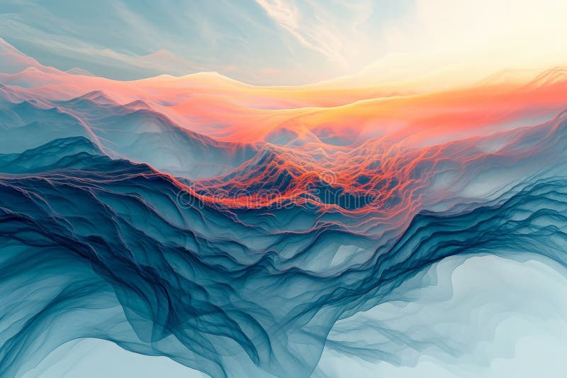 This Abstract Painting Depicts a Dynamic Mountain Range, Showcasing the ...