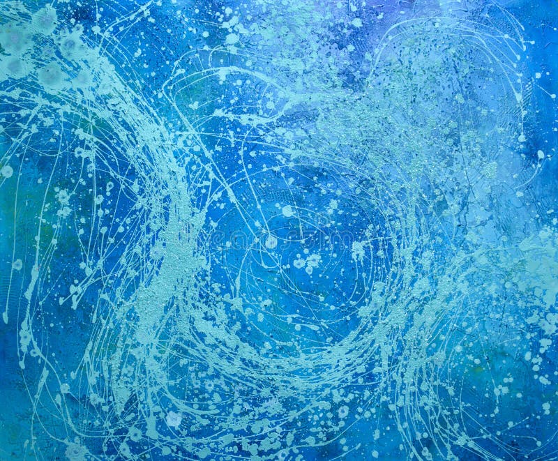 Organic Blue Abstract Painting Stock Illustration - Illustration of ...
