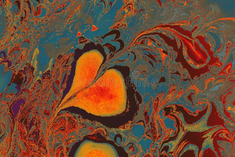 Abstract Painting with Different Mixed Colors and a Heart Shape Under ...