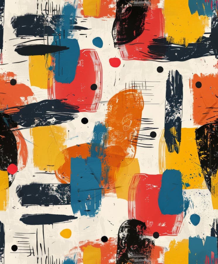 Vibrant Abstract Painting with Varied Colors and Shapes Stock ...