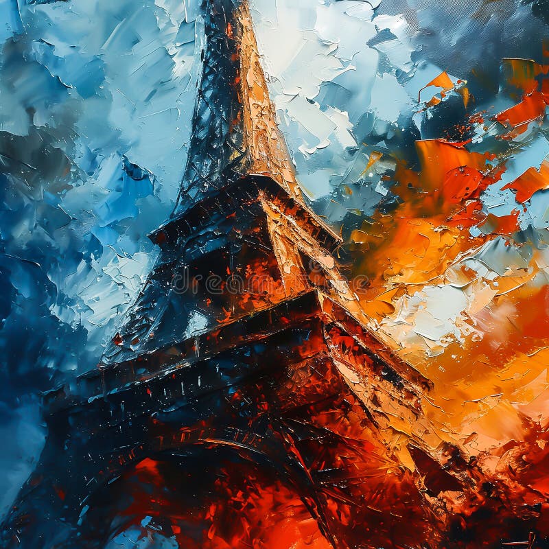 Abstract Painting of the Eiffel Tower in Paris France Stock ...