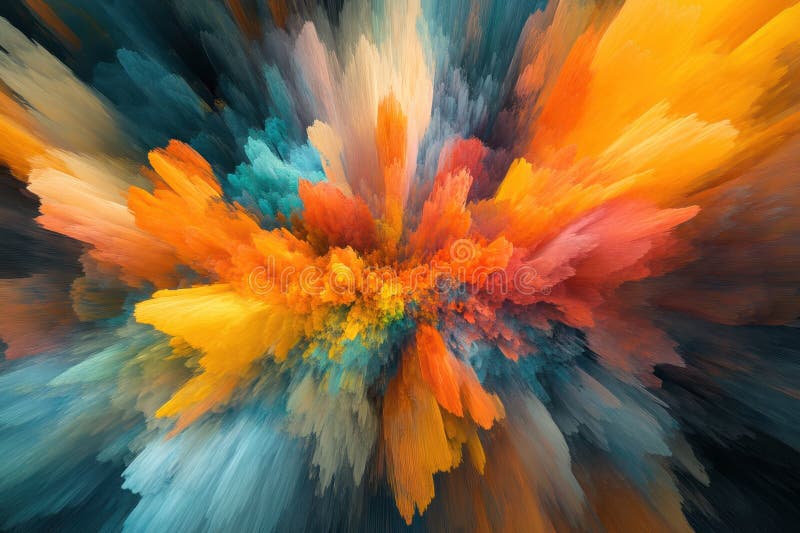 Abstract Painting of an Explosion of Colors Stock Illustration ...