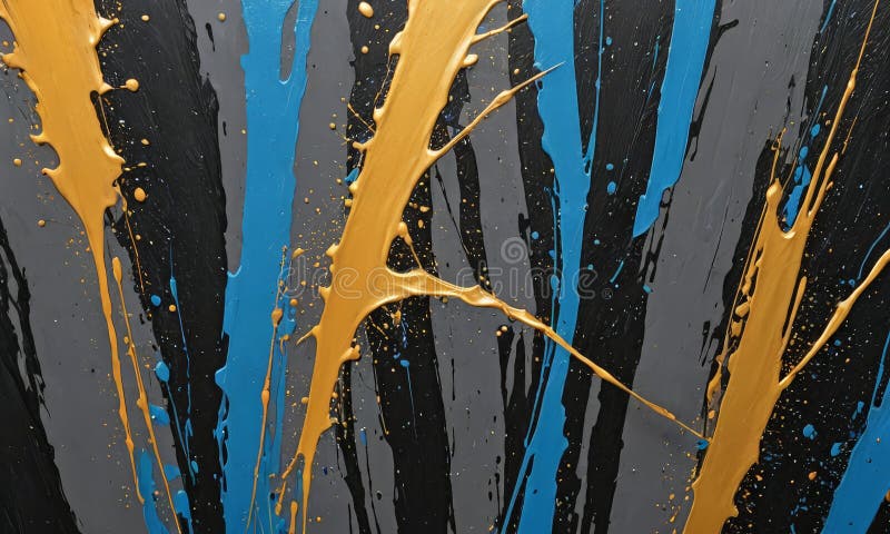 Abstract Painting Features Bold, Vertical Lines in Black, Blue, and ...