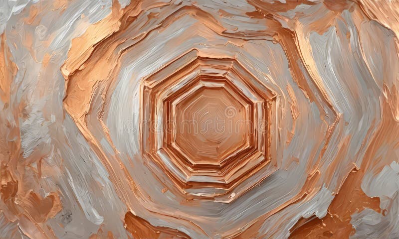 Abstract Painting Features Central Octagonal Shape with Gradient Orange ...