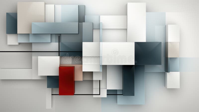 Geometric Abstract Painting with Squares and Rectangles Stock ...