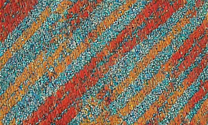 Abstract Painting Features Diagonal Stripes in Red, Orange, and Blue ...
