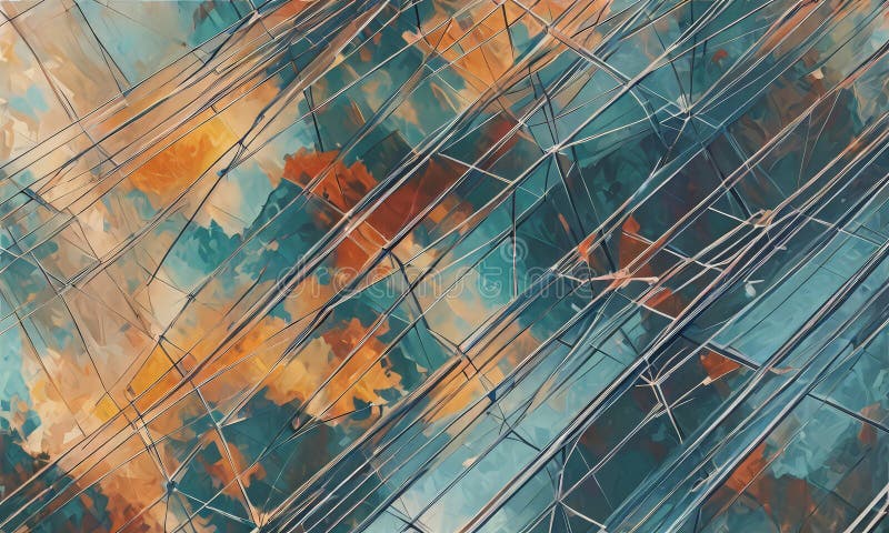 Abstract Painting Features Grid-like Pattern Intersecting Lines in ...