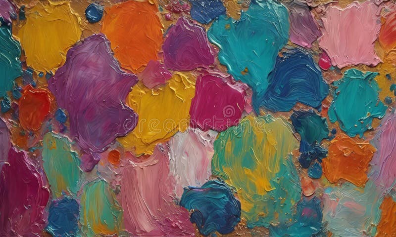 Abstract Painting Features Vibrant Array Overlapping Shapes in Various ...