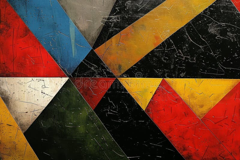 Abstract Painting with Red, Yellow, and Blue Triangles. Generative AI ...
