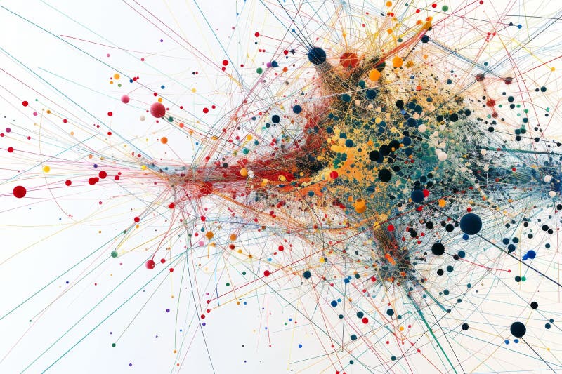 Abstract Painting Featuring an Array of Colorful Dots and Splatters in ...