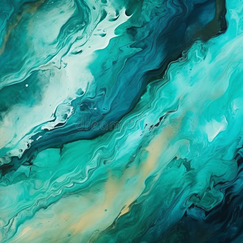 Turquoise Abstract Seascape: a Richly Detailed Painting of Green and ...