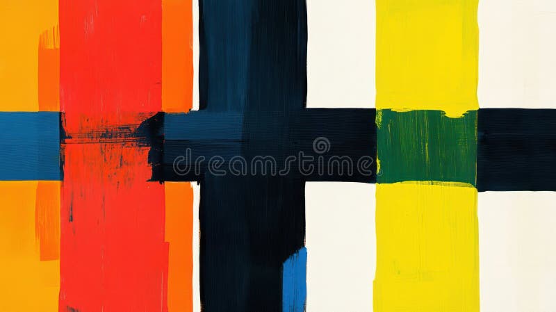 Abstract Painting Featuring Bold Colors and Geometric Shapes Stock ...