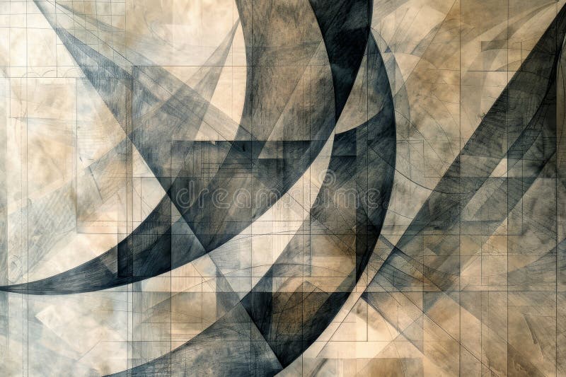 Abstract Painting Featuring Dynamic Black and White Lines and Angles in ...