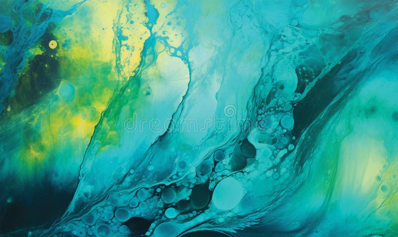 Abstract Painting Featuring a Dynamic Blue and Green Ocean Wave, AI ...