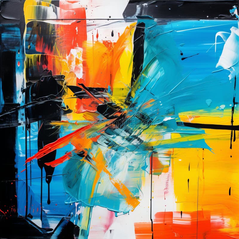 Vibrant Abstract Painting in the Style of Gerhard Richter Stock ...