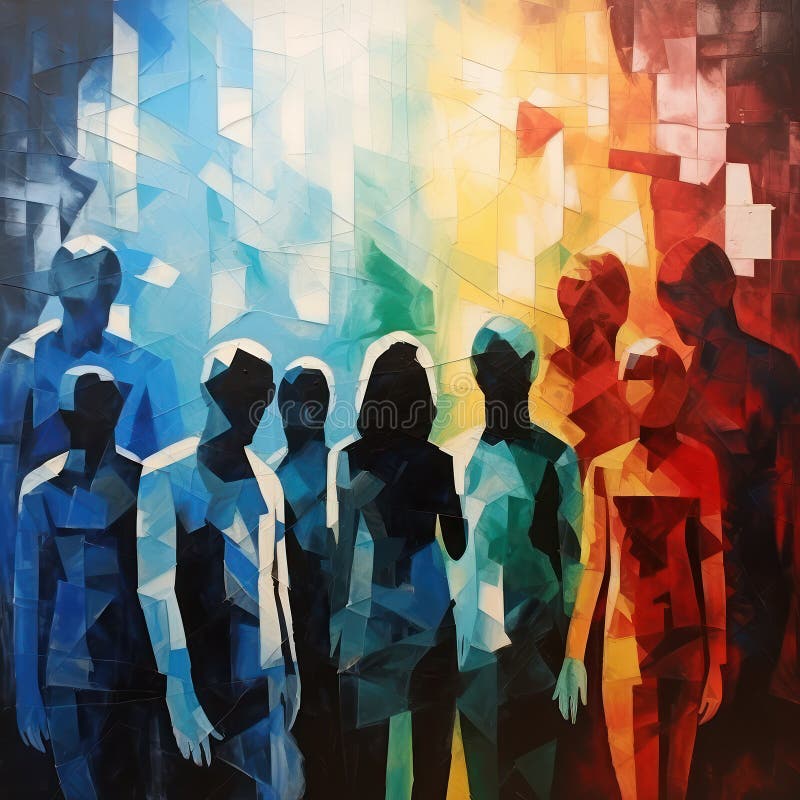 Geometric Abstract Figures in a Spectrum of Block Colors. AI Generation ...